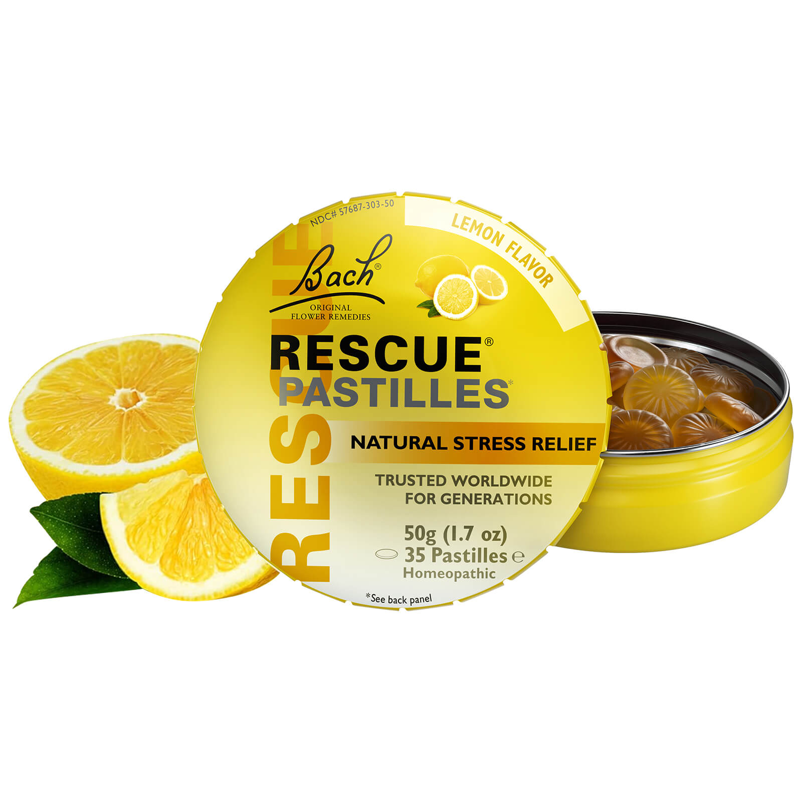 Bach RESCUE Pastilles, Natural Stress Relief, Lemon Flavor, 50g (1.7 oz ...