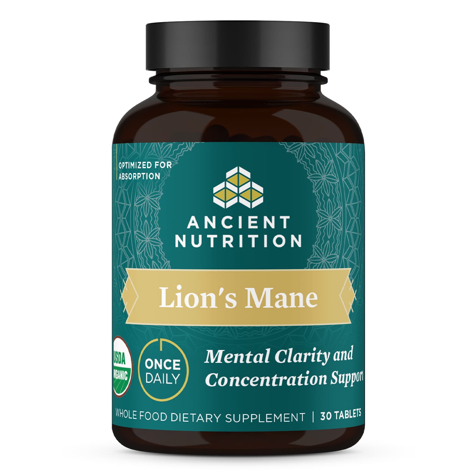 Ancient Nutrition, Ancient Mushrooms, Organic Lions Mane, Tablet, 30ct ...