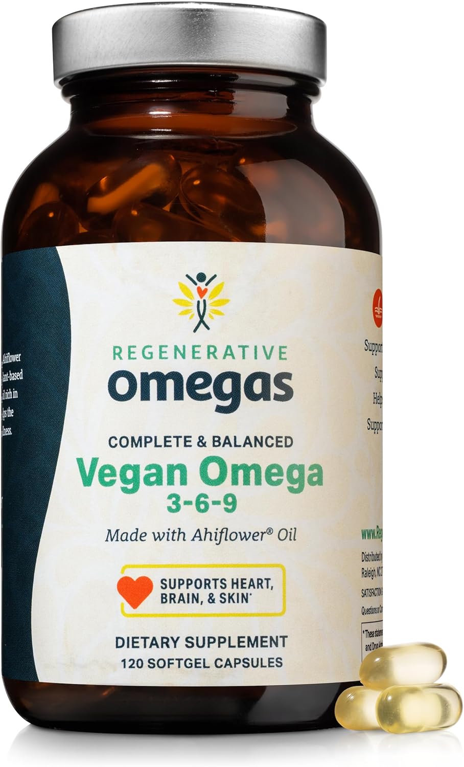 Cápsulas gelatinosas de óleo regenerativo Omegas Ahiflower® (Ômega 3-6 ...