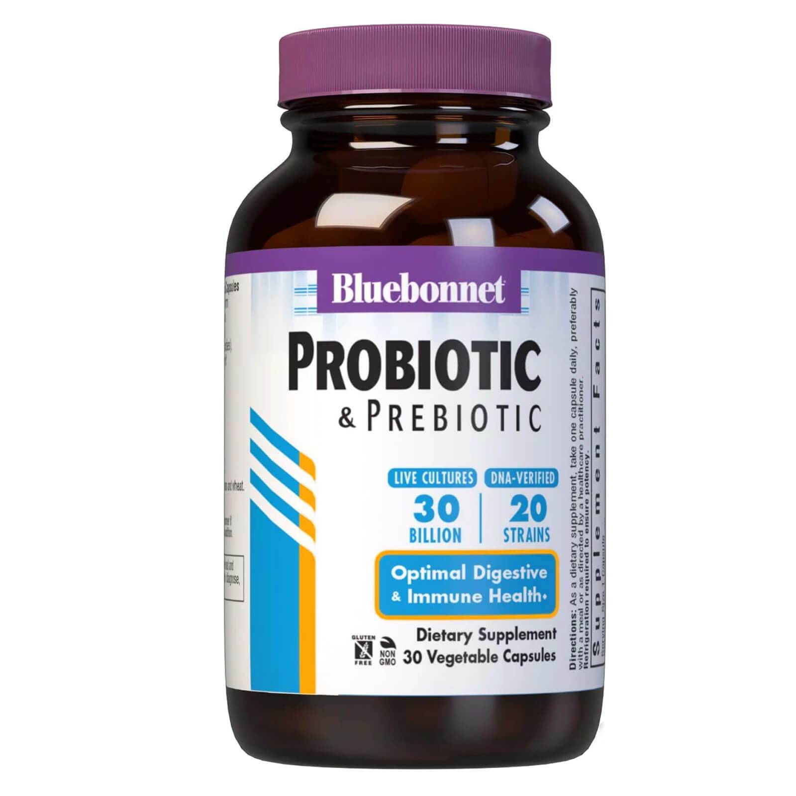 Bluebonnet Probióticos e prebióticos 30 bilhões de CFU 30 cápsulas de ...