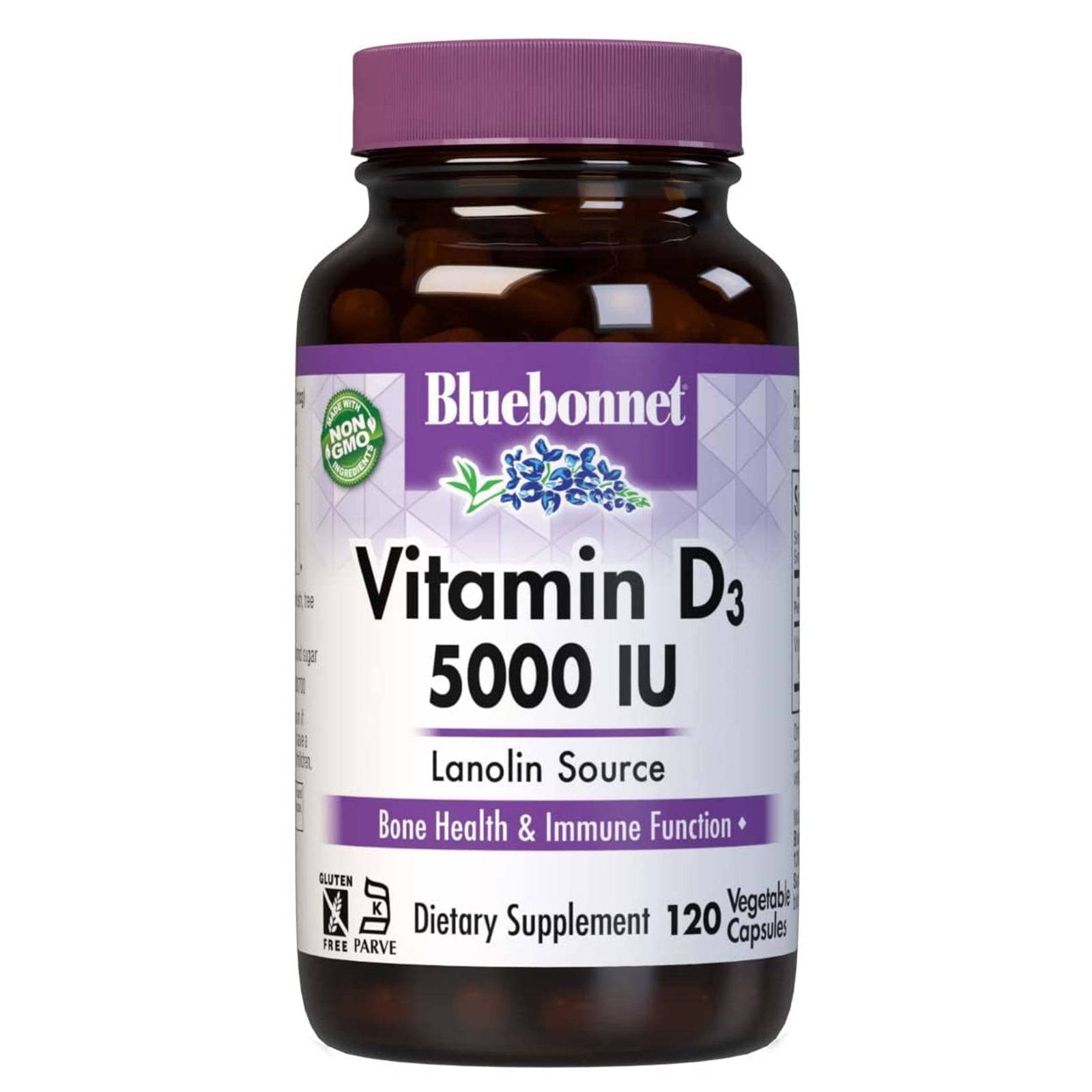 Bluebonnet Vitamin D3 125 mcg (5000 IU) 120 Veg Capsules | DailyVita