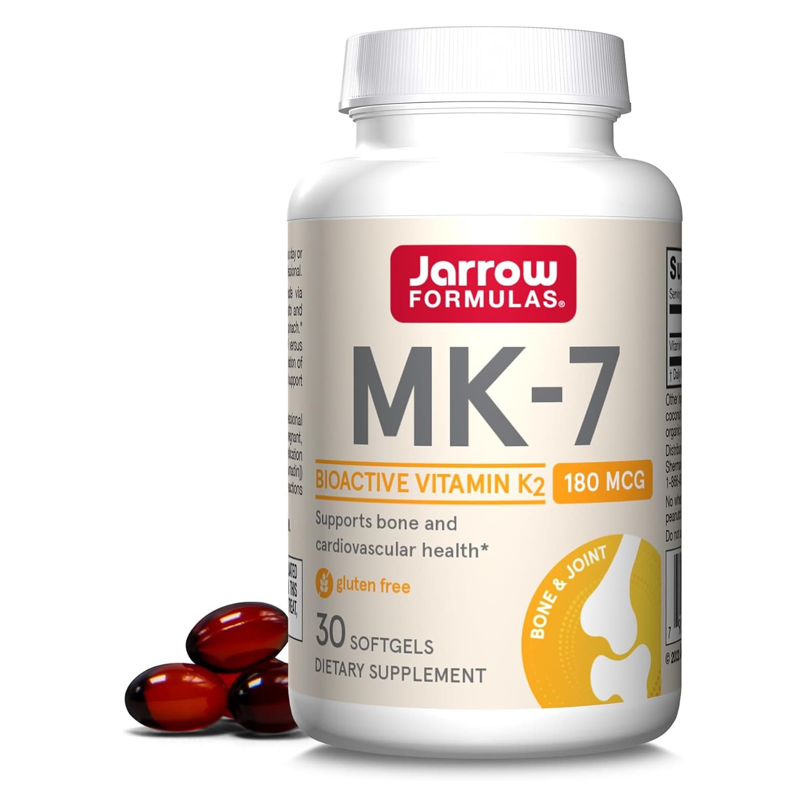 Jarrow Formulas MK-7 Most Active Form of Vitamin K-2 180 mcg 30 ...