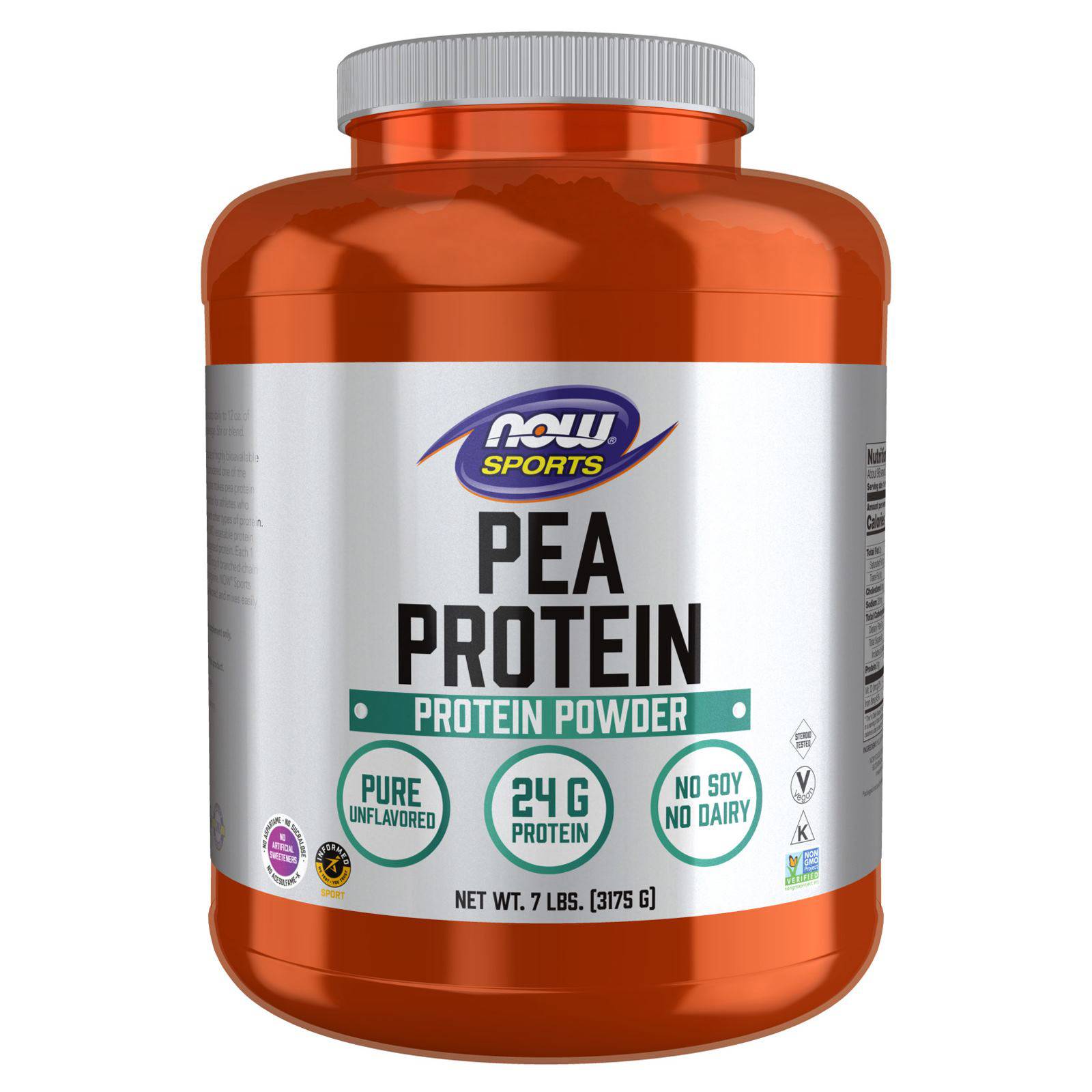 NOW Foods Pea Protein Serbuk Tidak Berperisa Tulen 7 lbs. | DailyVita