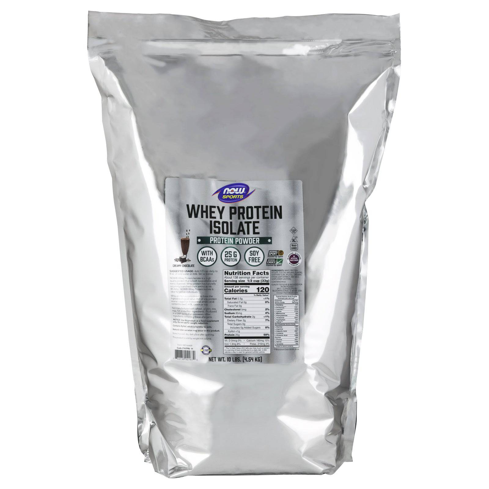 NOW Foods Whey Protein Isolate Creamy Chocolate Powder 10 lbs - BEST BY ...