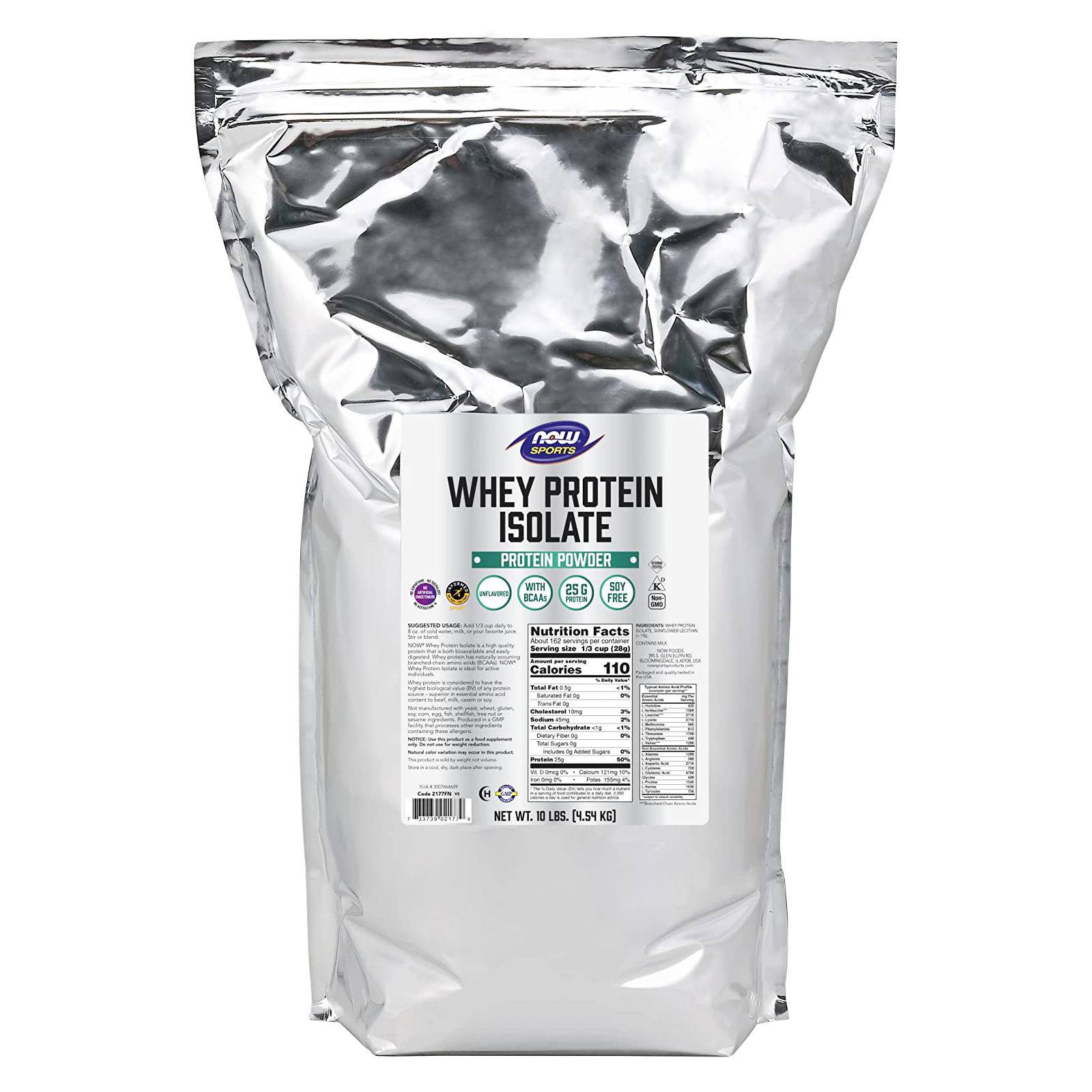 NOW Foods Whey Protein Isolate Unflavored Powder 10 lbs. | DailyVita