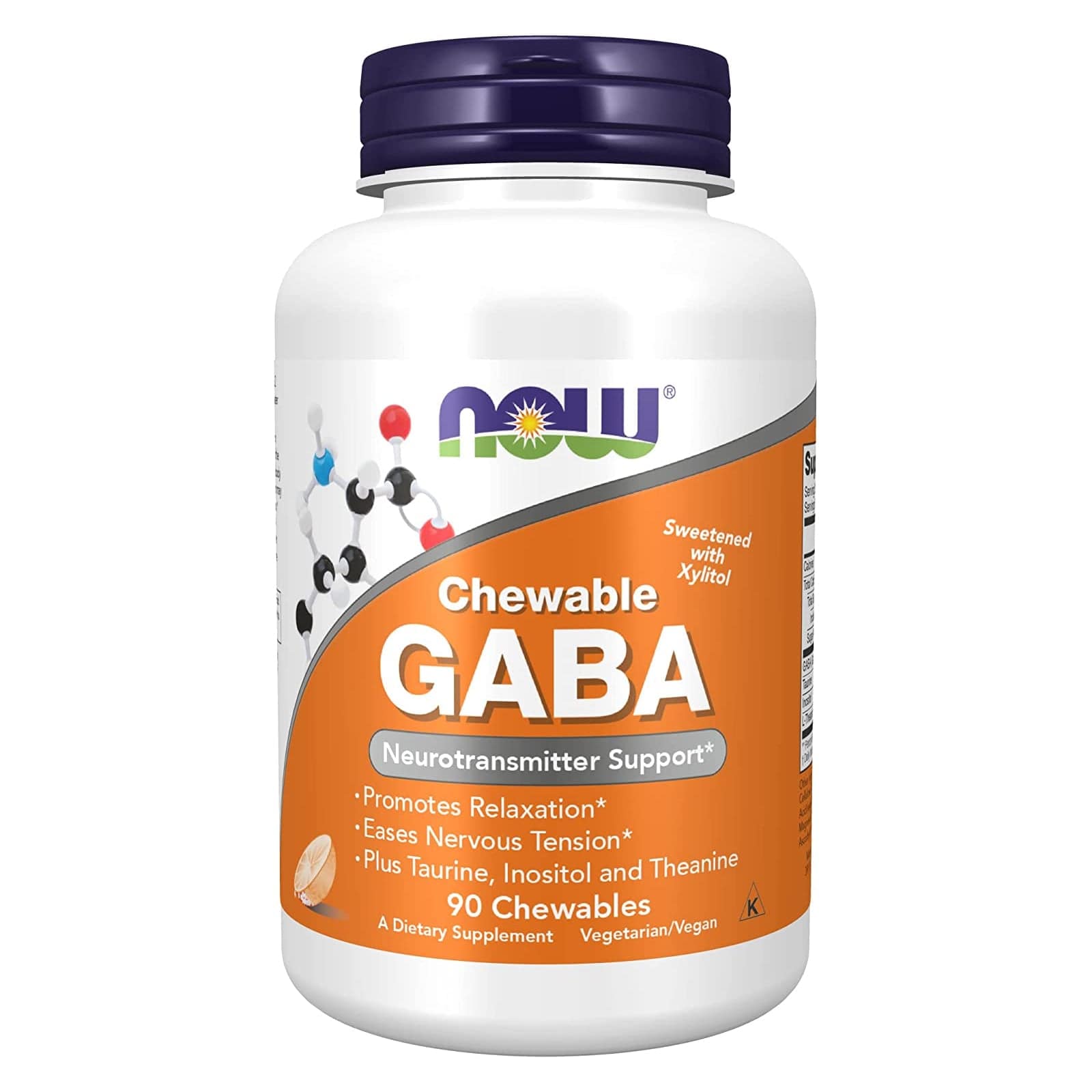 NOW Foods GABA Orange Flavor Chewable 90 Chewables | DailyVita