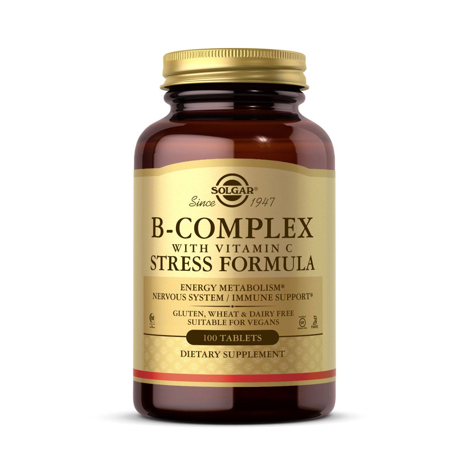Solgar B-Complex with Vitamin C Stress Formula 100 Tablets | DailyVita