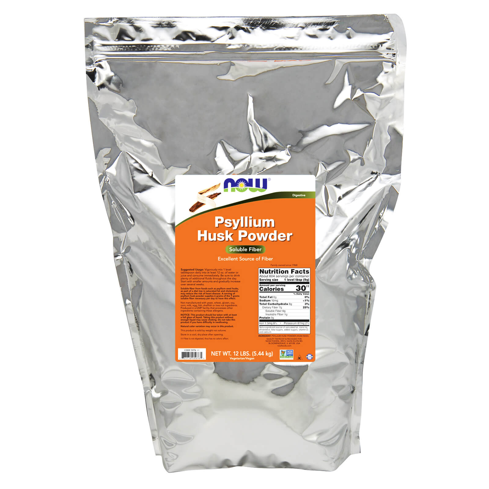 NOW Foods Psyllium Husk Powder 12 lbs. | DailyVita