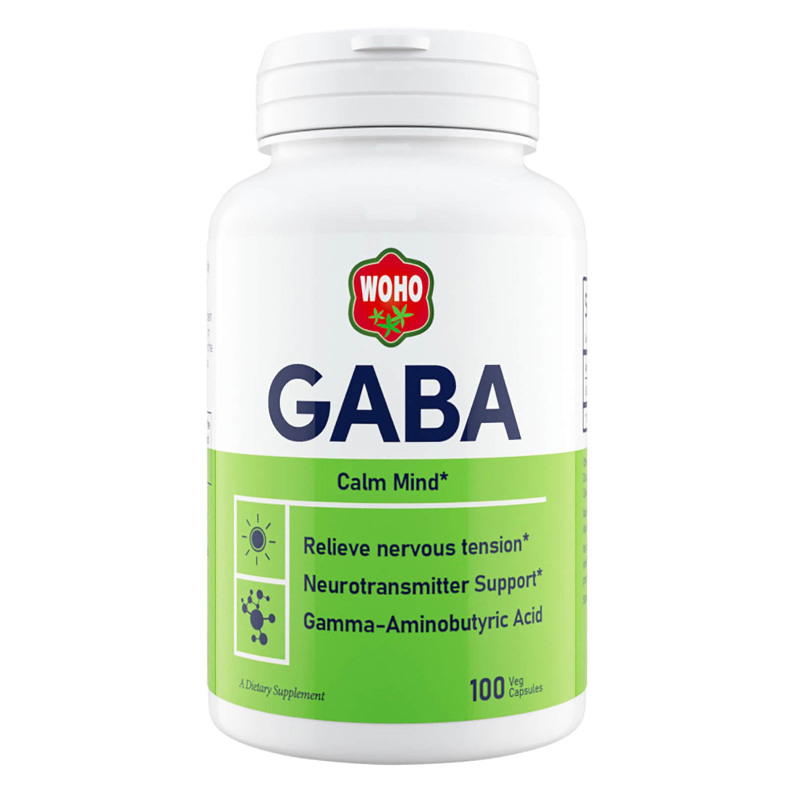 Woohoo Natural GABA 750 mg 100 Veg Capsules | DailyVita